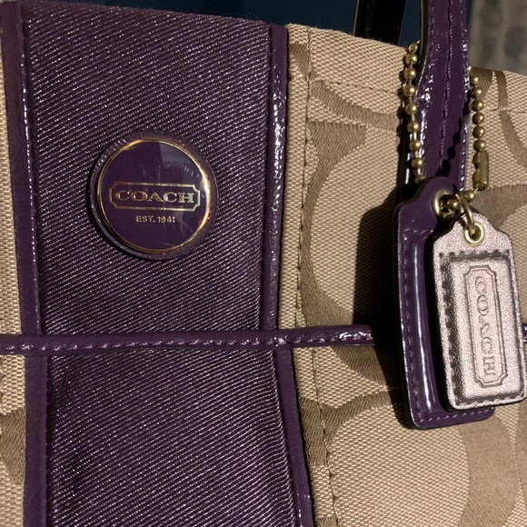 Coach | Bags | Coach Signature Stripe Purple | Poshmark